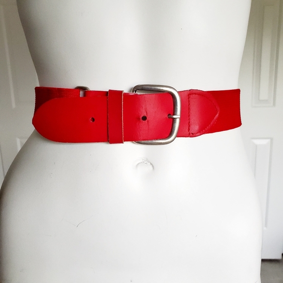 Accessories | Leather Stretch Belt Bright Red Adjustable | Poshmark